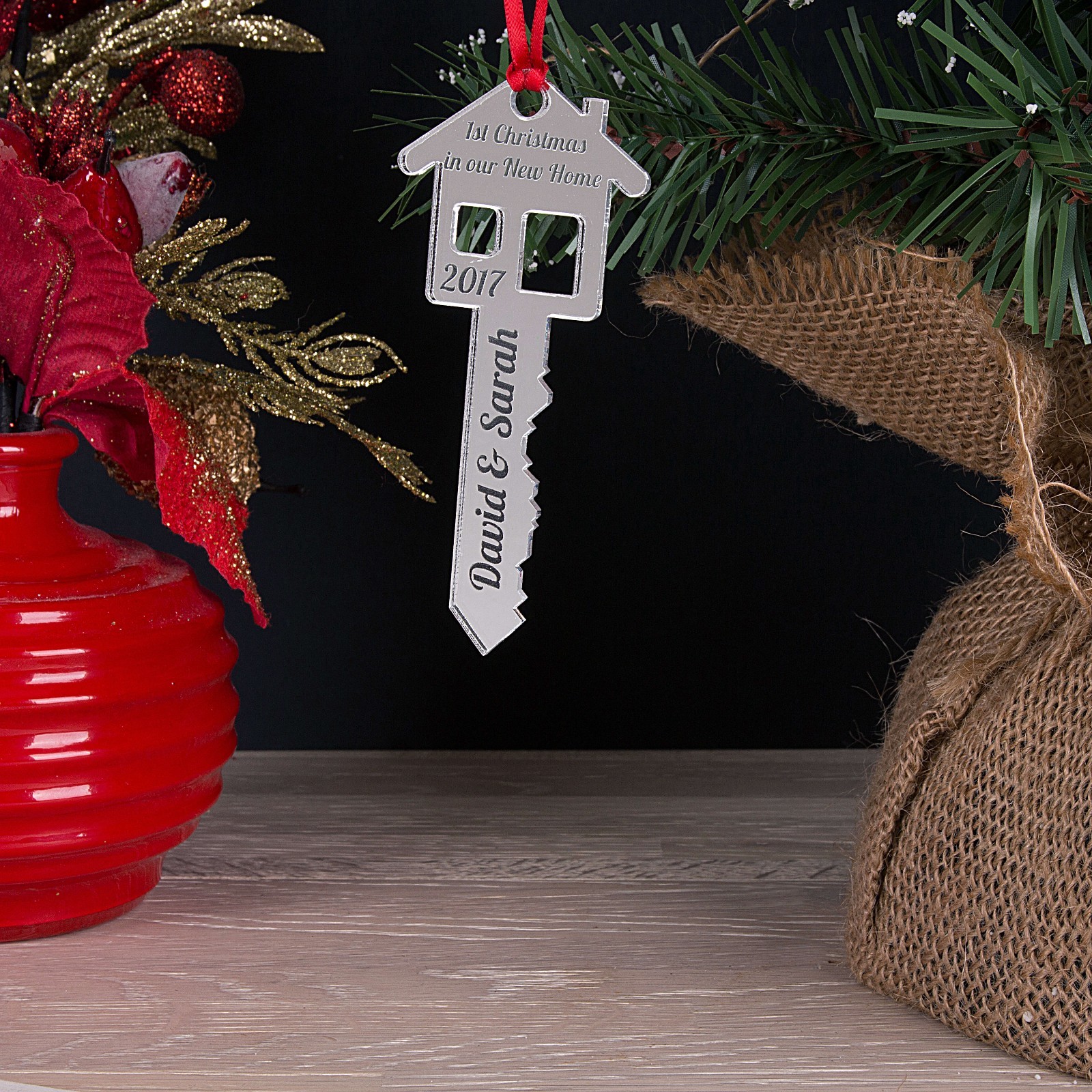 Personalised Mirror First 1st Christmas In Our Your New Home Key Tree ...