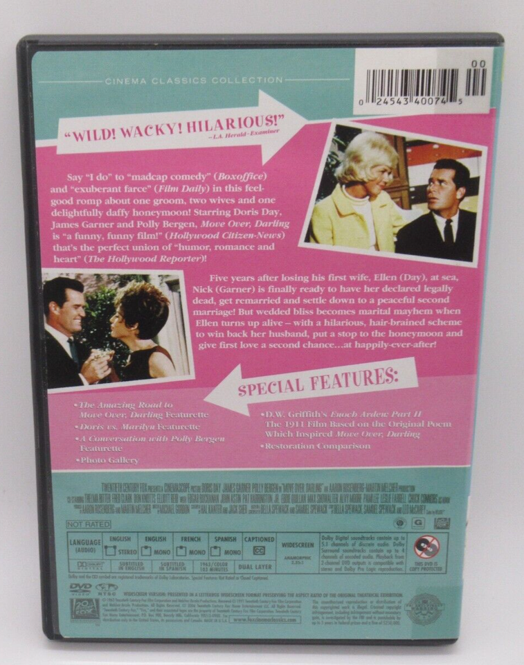 MOVE OVER DARLING - CINEMA CLASSICS DVD MOVIE, DORIS DAY, JAMES GARNER ...