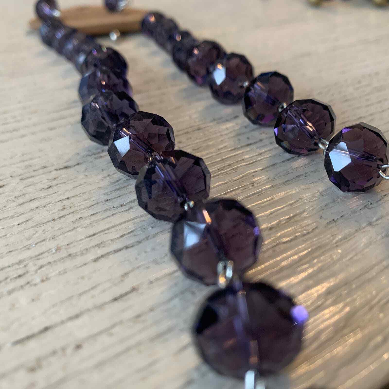 True purple crystal necklace with earrings 18" | eBay