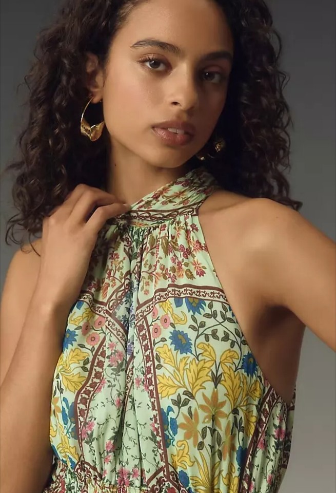 Somerset Maxi Dress Halter Edition Size XL Anthropologie NWT Green | eBay