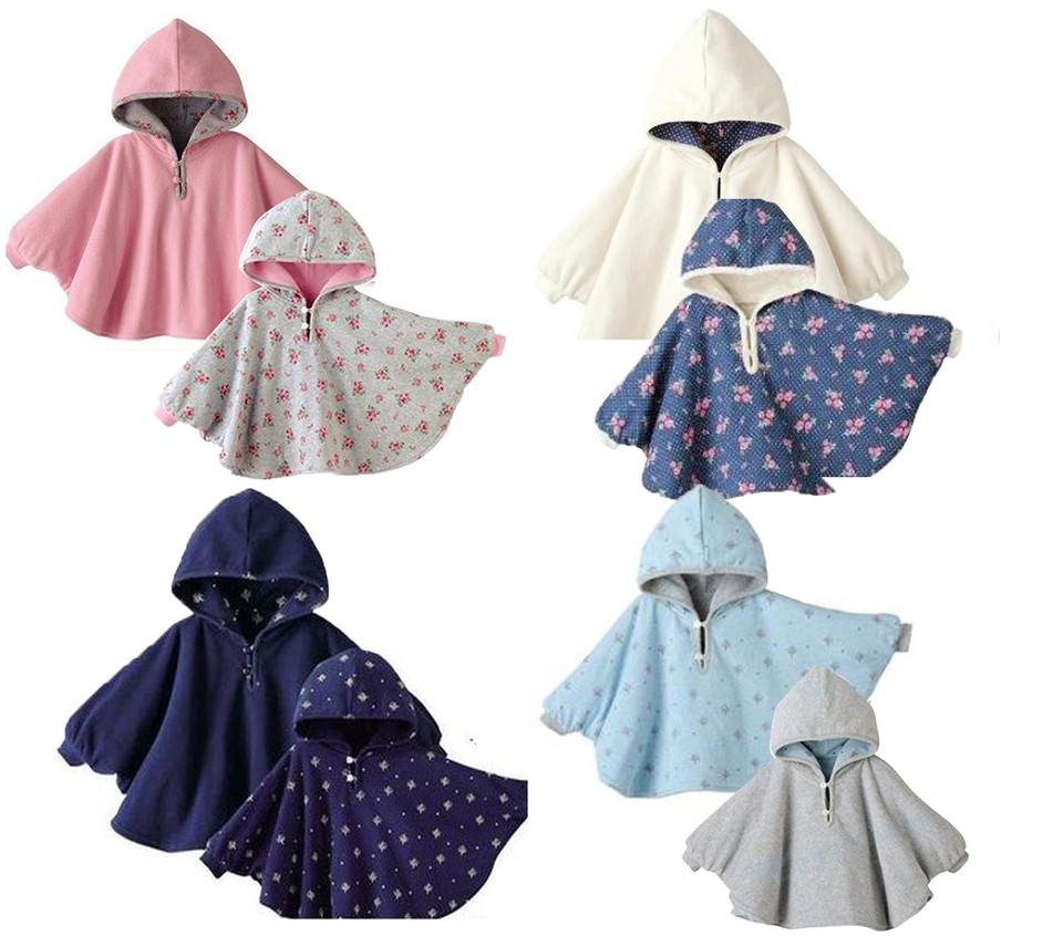 Baby Kids Toddler Double-side Wear Outwear Hooded Cape Cloak Poncho ...