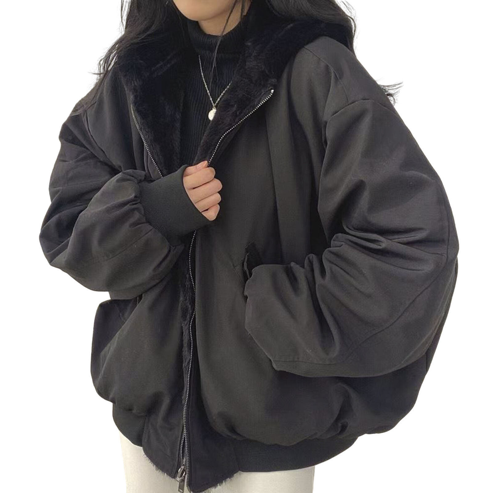 Lady Coat Women Coat Coat Windproof Jacket with Elastic Cuffs Zipper ...