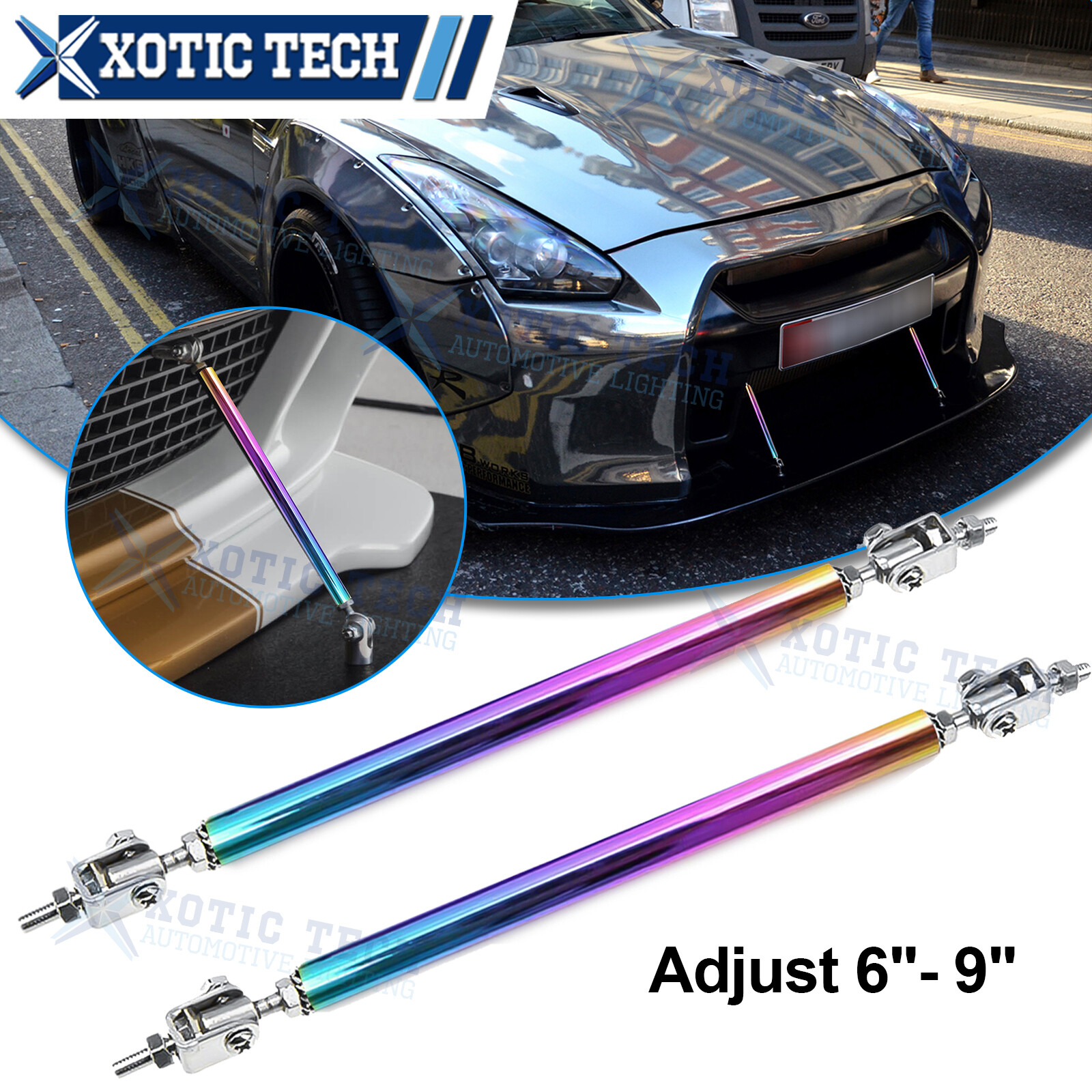 2Pcs Aluminum Neo 6-9 inch Front Bumper Strut Rod Tie Bar For Nissan ...