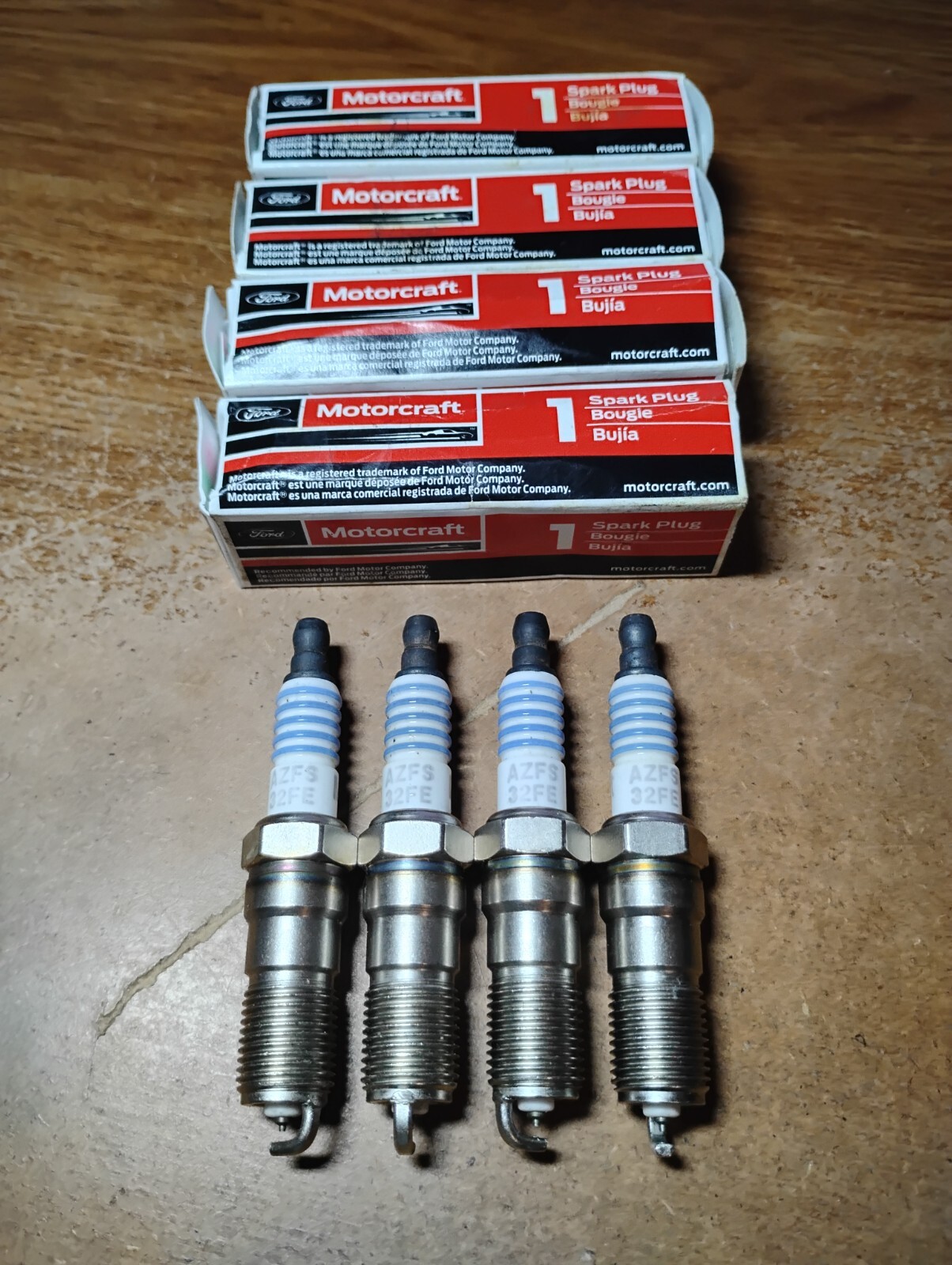Motorcraft spark plugs, set of 4, brand new. Part# AZFS 32FE | eBay