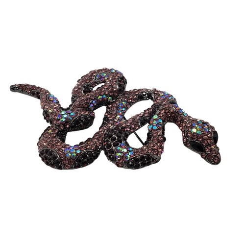 Snake Brooch Serpent Pin Rhinestone Pink AB Crystal Large 3.5 ...