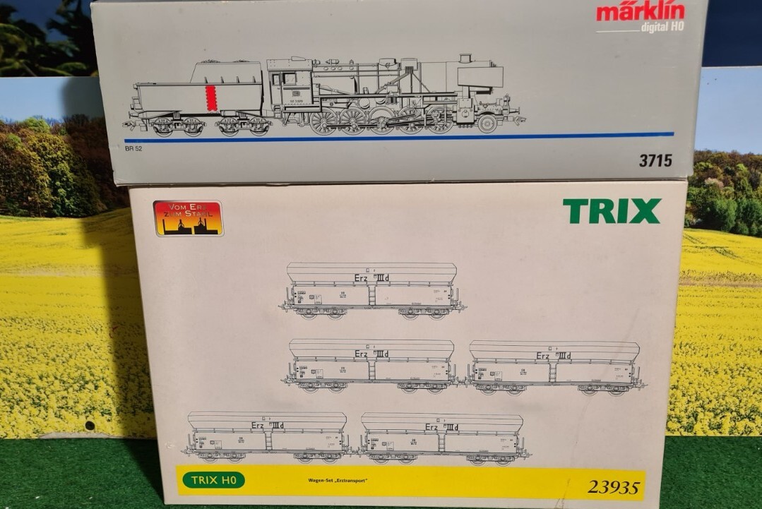 TOP ☆ MÄRKLIN/TRIX 3715 + 23935 H0 ERZTRANSPORT BR 52 3329 ☆ DIGITAL ...