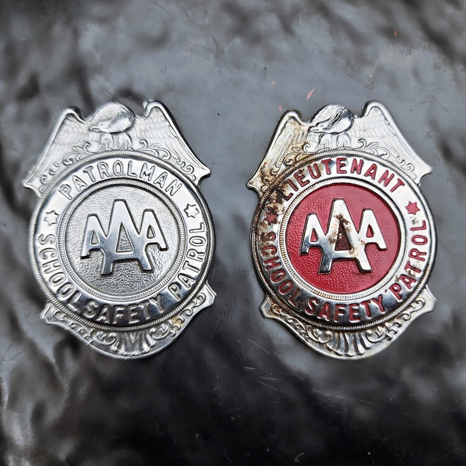 AAA School Safety Patrol Badge Lot Vintage Lieutenant Patrolman Red ...