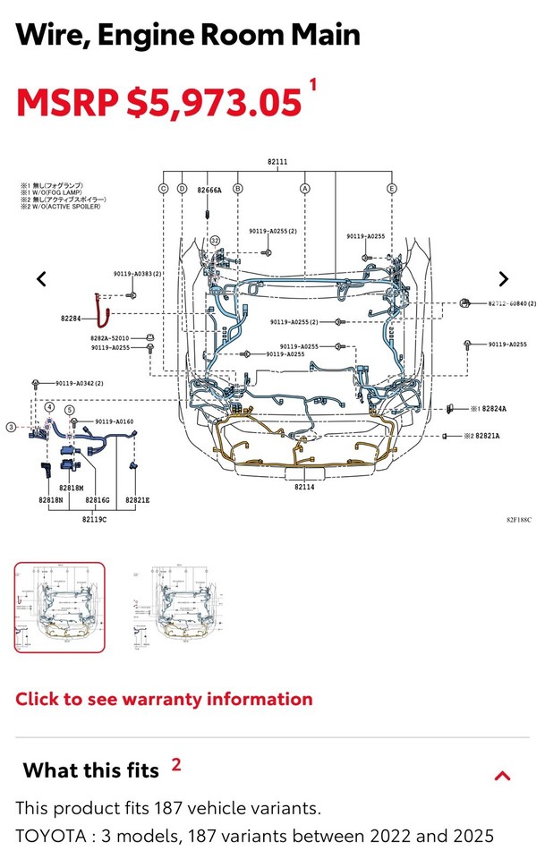 2022-2025 Toyota Tundra Sequoia Wire, Engine Room Main Harness 82111 ...