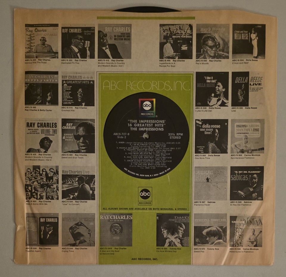 The Impressions 16 Greatest Hits Vinyl LP Record VG+ Woman's Got Soul ...