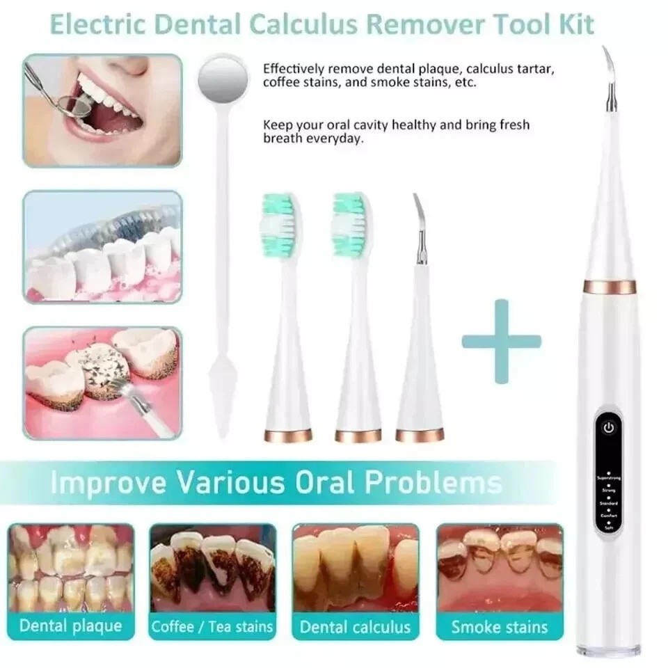 Powerful Ultrasonic Plaque Remover for Teeth with 5 Modes - Dental ...