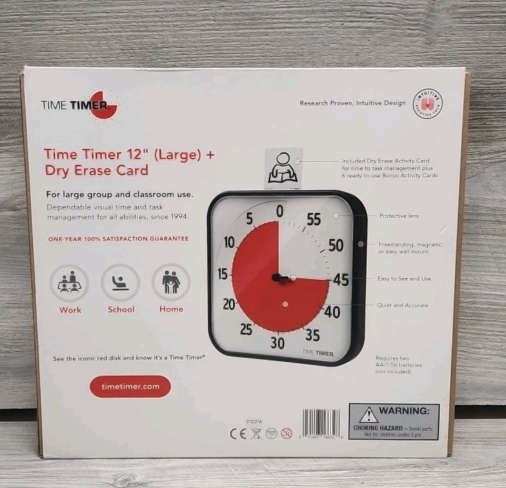 TIME TIMER 12 Inch Visual Timer 60 Minute with Dry Erase Card. B Shelf ...