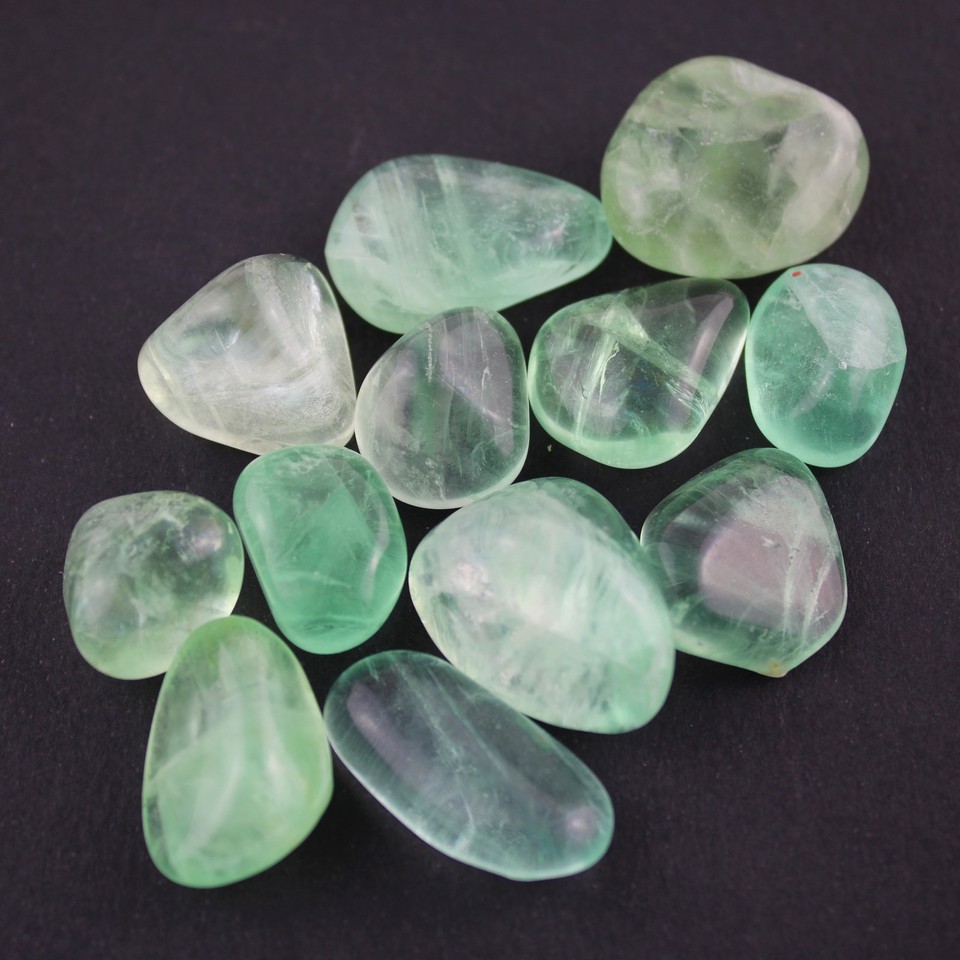Green Fluorite Tumbled Stone Fluorina Crystal Healing MINERALS Gemstone ...