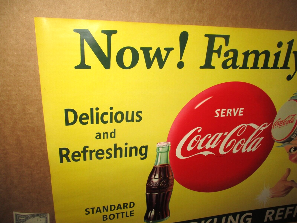 COCA-COLA SPRITE BOY -Big Paper Coke Sign OLD VINTAGE -Dated1955 ...
