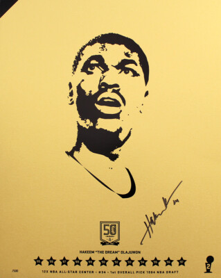 Hakeem Olajuwon Autographed Houston Rockets 50 Seasons 16x20 Poster ...