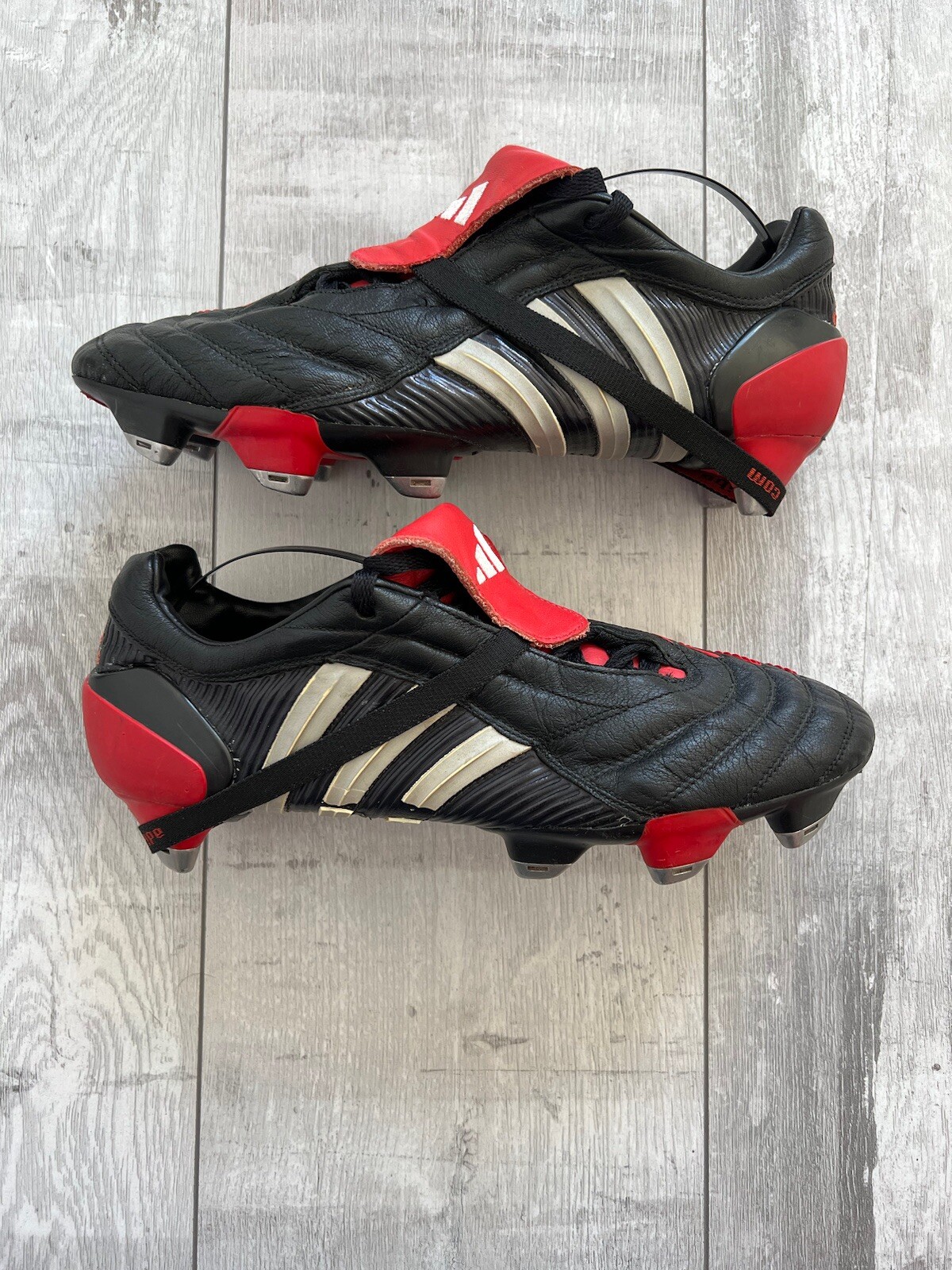 Adidas Predator Pulse Red Black Leather Football Cleats Boots Rare ...