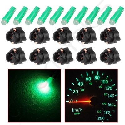10X T5 GREEN TWIST SOCKET INSTRUMENT PANEL CLUSTER DASH LED LIGHTS ...