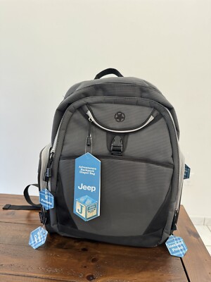 Jeep Black Gray Perfect Pockets Baby Diaper Bottle Backpack Wet Bag Pad ...