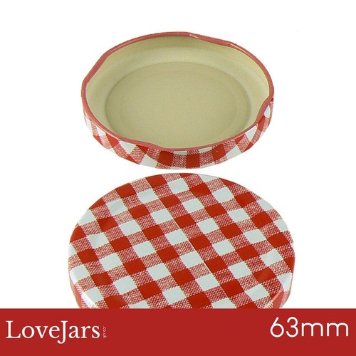 Jam Jar Replacement Twist Off Lids. Size: 63mm. Red Gingham Check ...