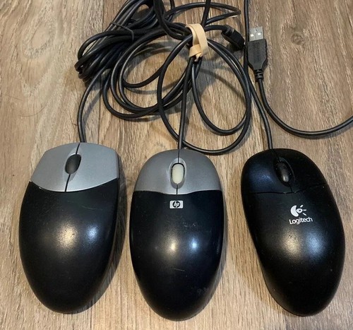 USB Logitech And HP wired Corded Mice Mouse Bundle Set Lot Of 3 Gaming ...