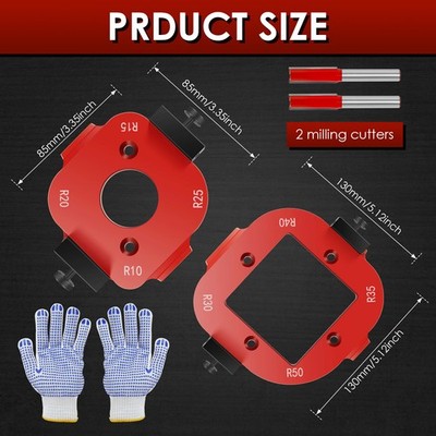 2Pcs Round Corner Radius Template R10 R15 R20 R25 R30 R35 R40 R50 ...