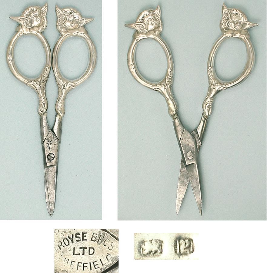 Antique Sterling Silver Angels Embroidery Scissors * English ...