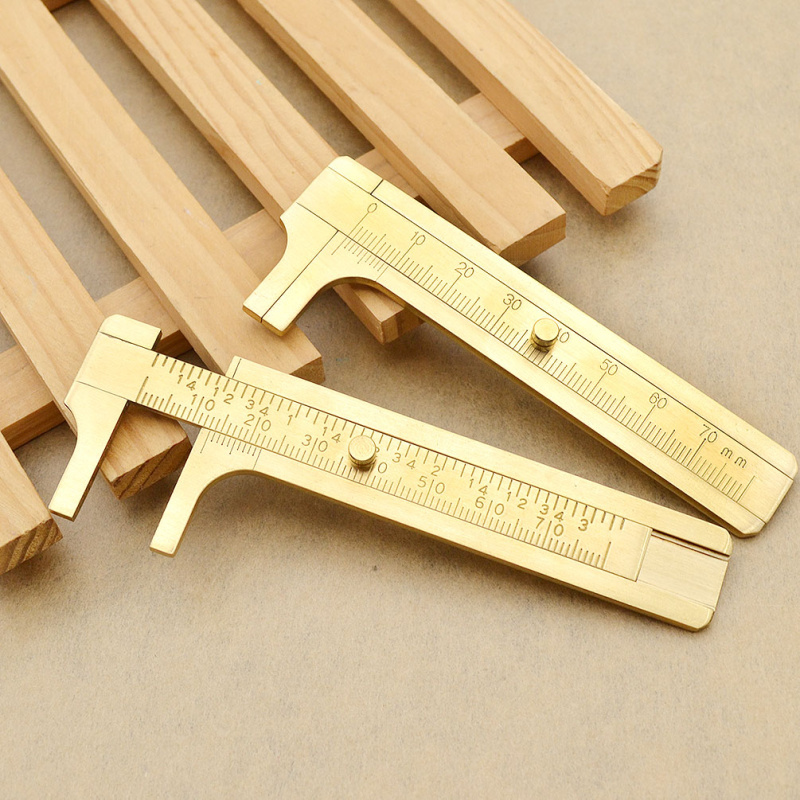 Mini Copper Ruler Inch & cm Vernier Calipers Gauge Measurement Tool ...