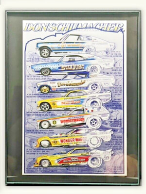 VRHTF NHRA AWESOME RARE "FRAMED DON SCHUMACHER FUNNY CARS" ILLUSTRATION ...