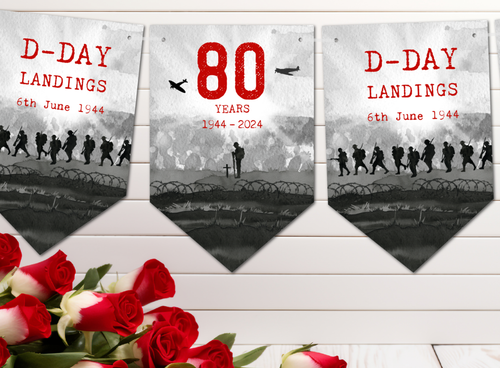 D-Day Bunting 80 Years Normandy Beach Landings Commemorative Armed ...