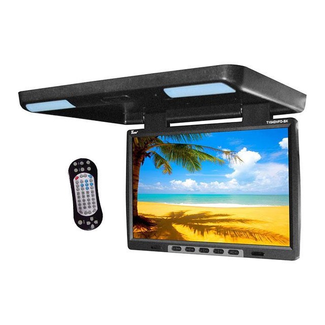 Tview 15.4 Flip Down Monitor With Built in DVD IR FM Trans Black ...