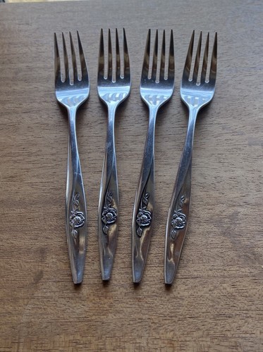 Oneida LASTING ROSE Dinner Forks 7 1/4" Stainless Flatware Set Of 4 | eBay