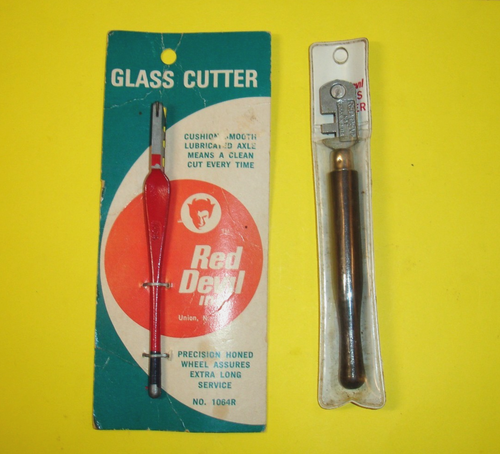Two Vintage Red Devil Glass Cutter Tools 1 NOS / 1 Adjustable Cutter ...