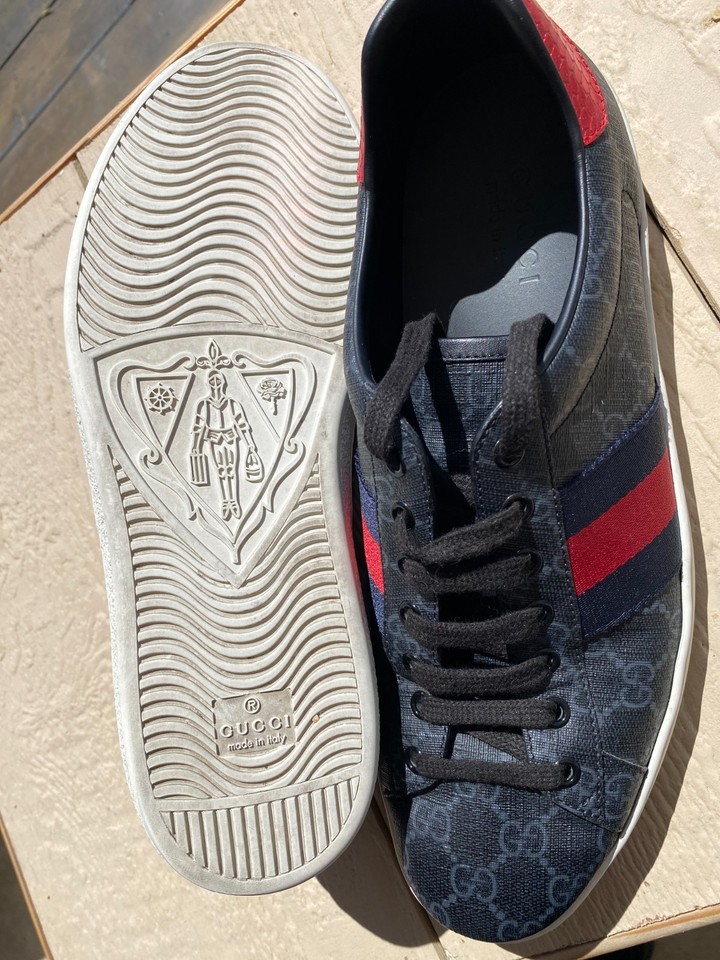 Gucci Auth. Men's Blue and Red Ace Supreme GG Sneakers - US 11 - 429445 ...