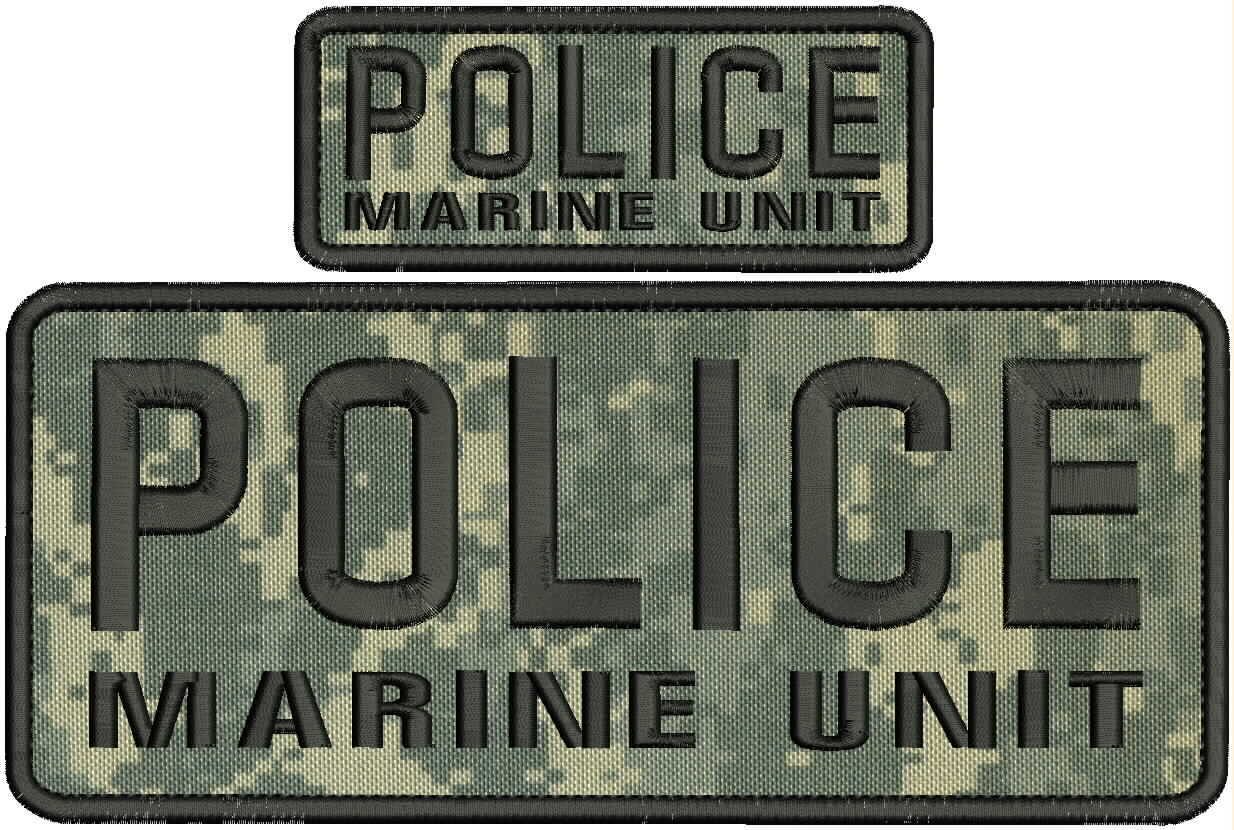 POLICE MARINE UNIT EMB PATCH 4X10&2X5 HOOK ON BACK ACU/BLK | eBay