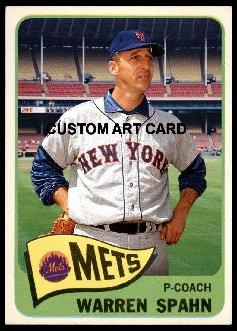 Warren Spahn New York Mets 1965 Custom Made Baseball Art card | eBay