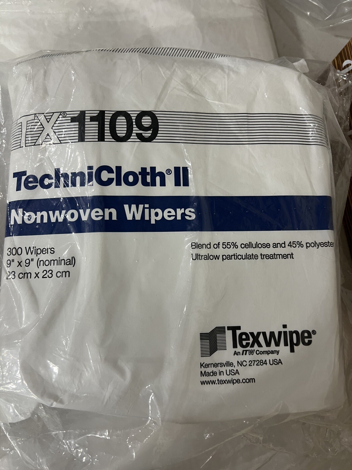 Texwipe TX1109 - TechniCloth II dry wipers 9 inch inch 300/bag for sale ...