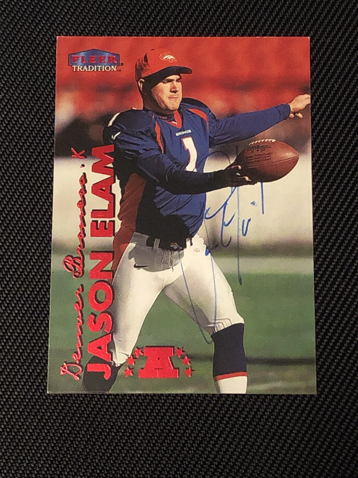 JASON ELAM 1999 FLEER TRADITION SIGNED AUTOGRAPHED CARD #82 DENVER ...