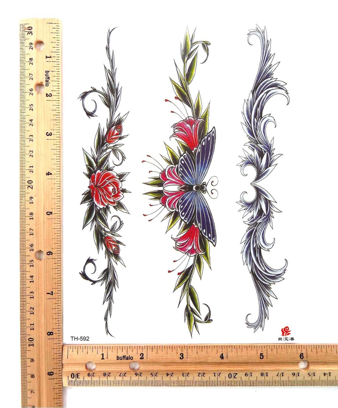 Skin Art flower butterfly tramp stamp 8.25" temporary arm tattoo | eBay