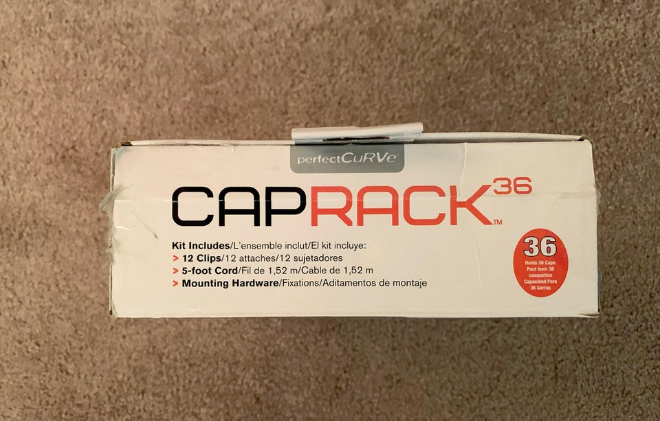 PerfectCurve CapRack 36 – Baseball Cap Organizer (12 clips hold up to ...