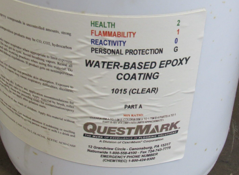 NEW QUESTMARK WATER-BASED EPOXY COATING 1015 CLEAR 5 GAL GALLON KIT | eBay