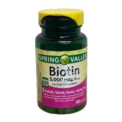Spring Valley Biotin 5,000 Mcg Per Softgel - 120 Softgels | eBay