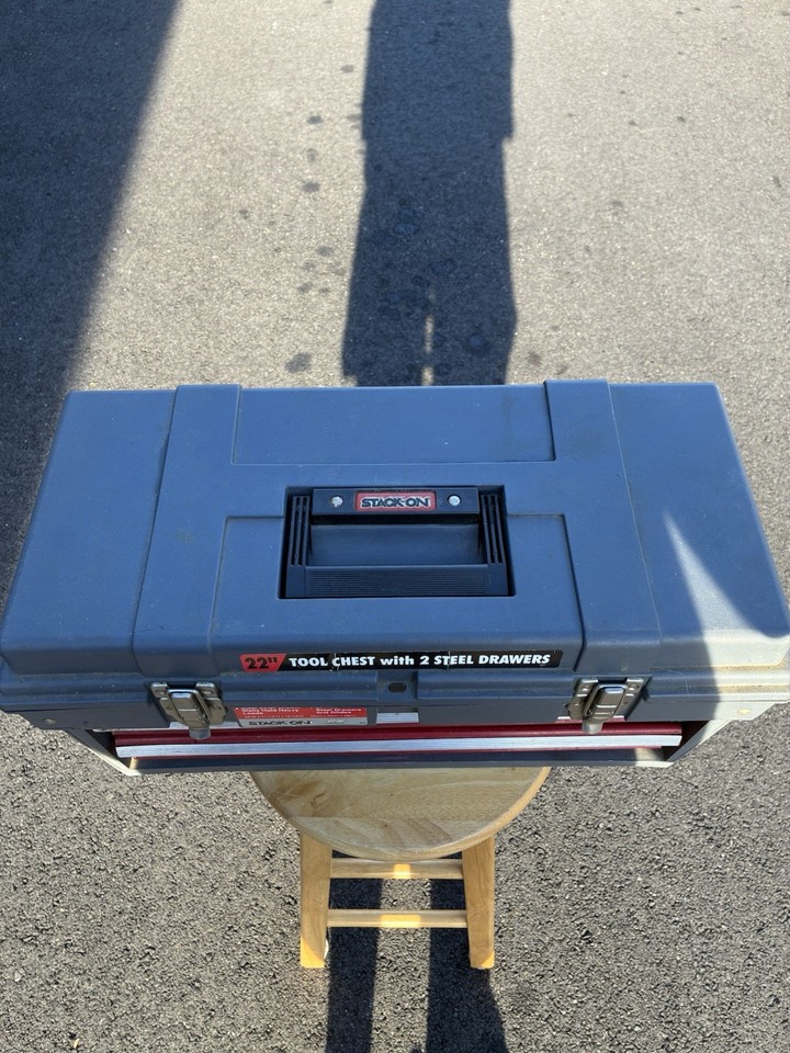 Stack On Tool Box Chest With 2 Metal Steel Drawers 22” FREE SHIPPING | eBay