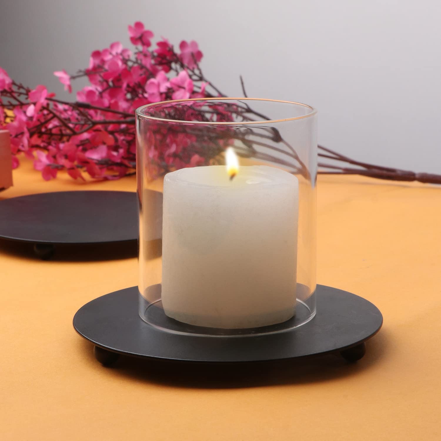 Satvik 6 Pc of 4.5 Inch Metal Candle Holder Plate Black Decorative Iron ...