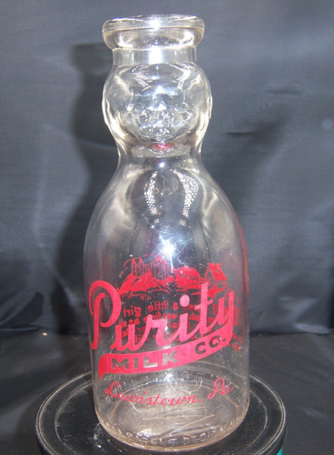 1940's Purity Milk Co Lewistown, Pa PYRO 9 3/8" Baby Face Quart Milk ...