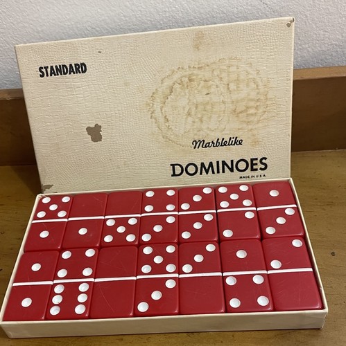 Vintage Marblelike Red #616 Standard Dominoes Original Box Made In USA ...