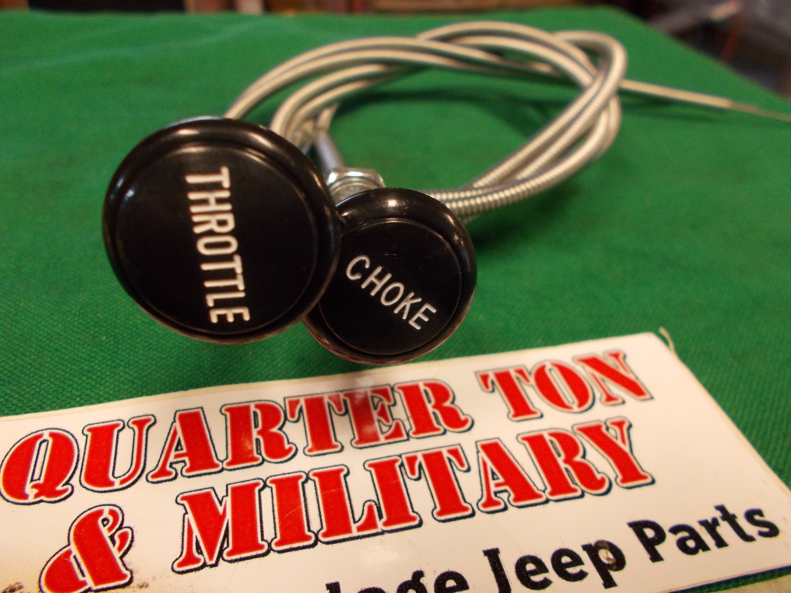 Choke & Throttle Cable with Black Knobs Fits Willys CJ2A CJ3A CJ3B CJ5 ...