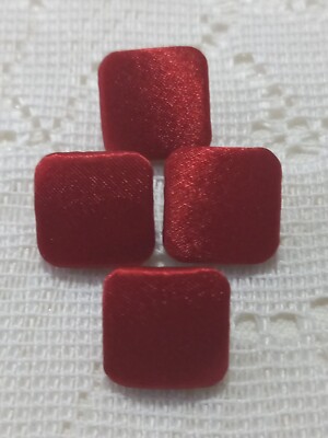 4 Square Red Fabric Covered Metal Shank Buttons. Approx 14 mm | eBay ...