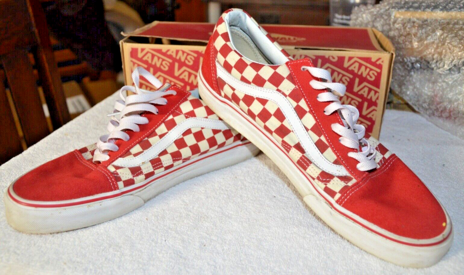 Vans Red Checkerboard Low Top Skateboard SUEDE Shoes … - Gem