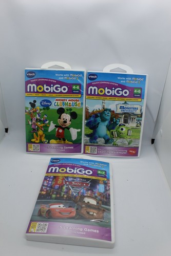 V-Tech Mobigo Game Lot Of 3 NIB, Cars 2, Monster Uni, Mickey Club house ...