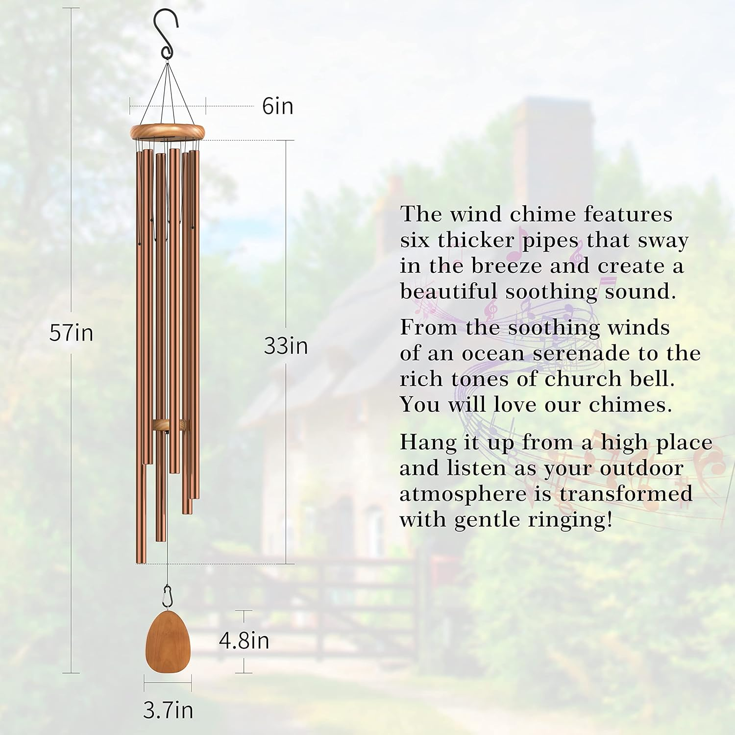 Extra Large Wind Chimes for Outside Deep Tone, 58" Bronze Big Church ...