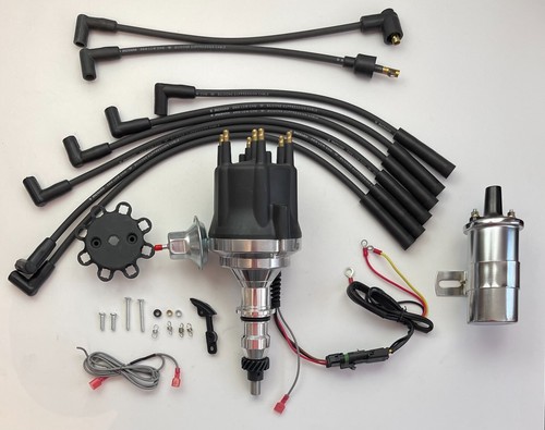 small cap FORD 240 300 INLINE 6 65-76 HEI Distributor + Black Wires ...